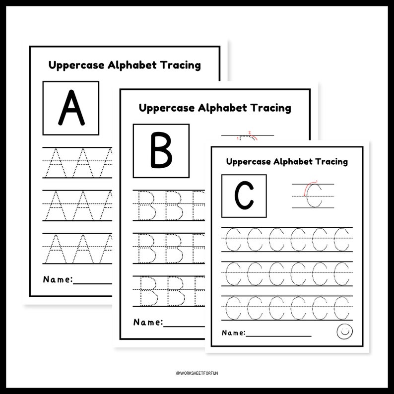 26 ABC Printable Uppercase. Letters of the Alphabet Tracing Worksheets ...