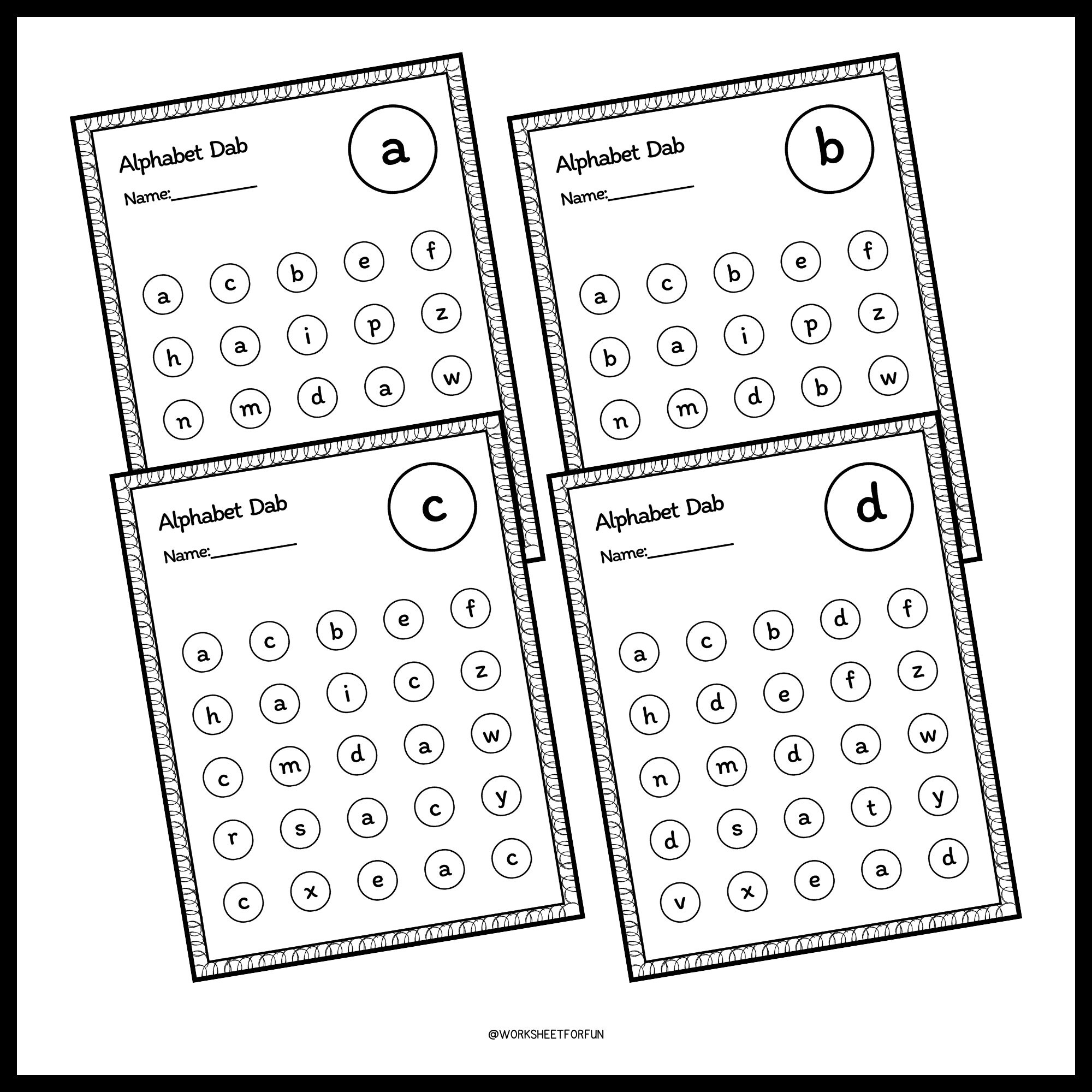 A-z Alphabet Lowercase Dab - Alphabet Worksheets Printable Prek ...