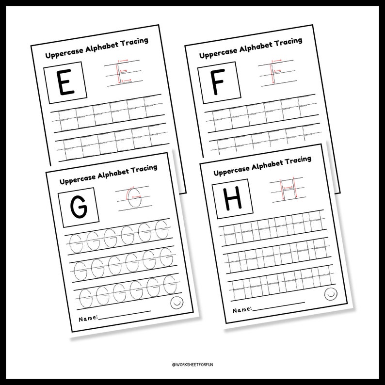 26 ABC Printable Uppercase. Letters of the Alphabet Tracing Worksheets ...