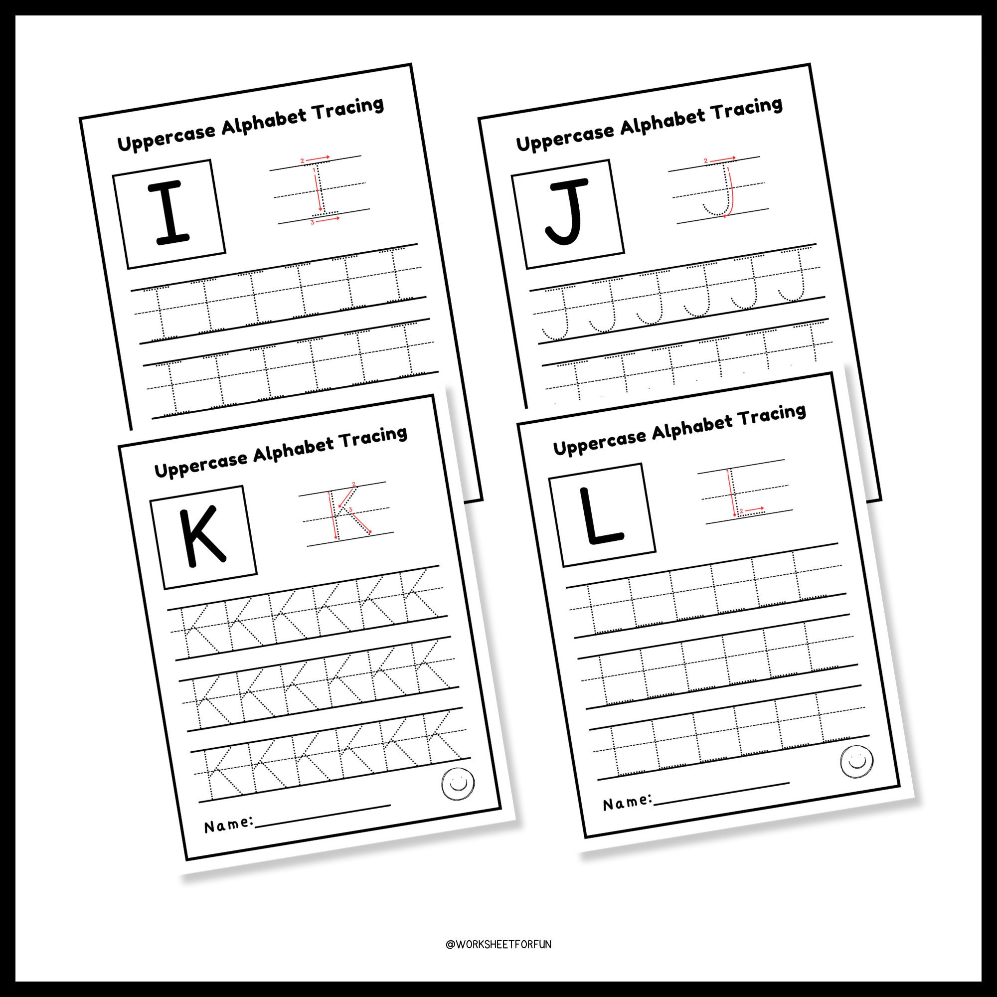 26 ABC Printable Uppercase. Letters of the Alphabet Tracing Worksheets ...