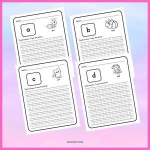 26 A-Z Lowercase Letter. Alphabet Tracing, Handwriting Practice ...