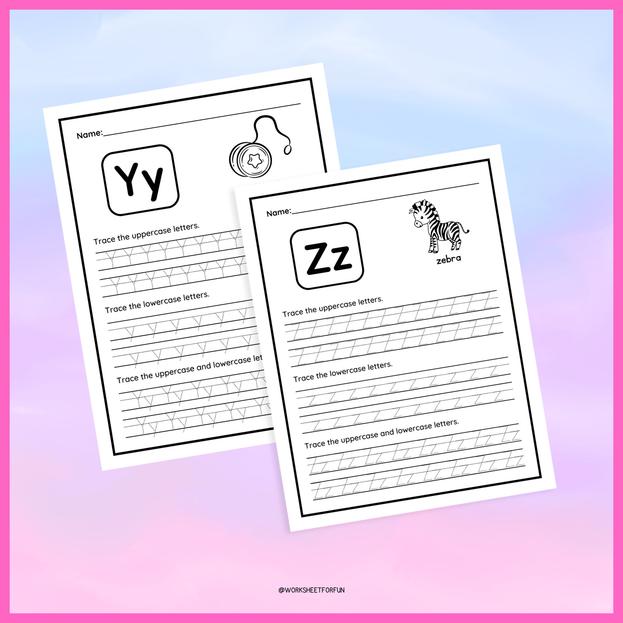 26 Uppercase Lowercase Letter. Alphabet Tracing, Handwriting Practice ...