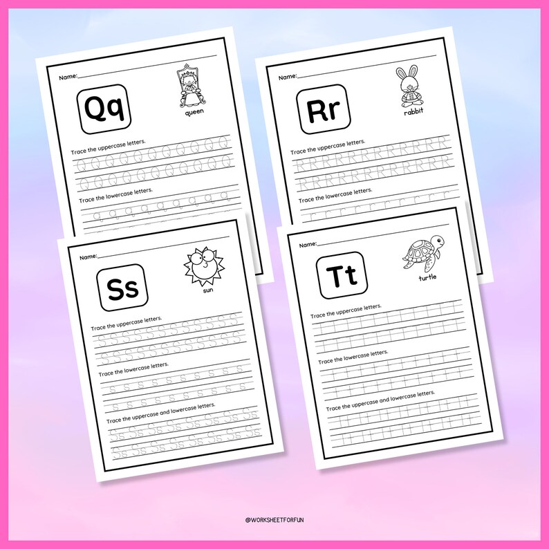 26 Uppercase Lowercase Letter. Alphabet Tracing, Handwriting Practice ...