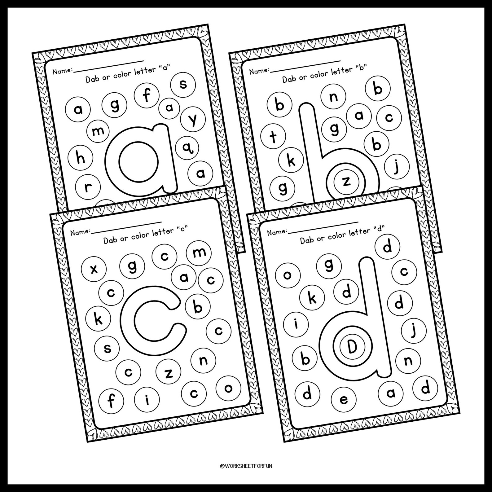 26 Alphabet Worksheets Printable - Lowercase Dab It, Find and Dab ...