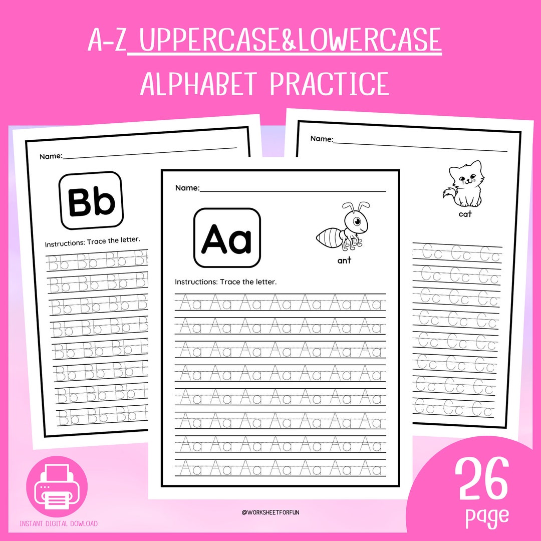 26 A-Z Alphabet Tracing Letter, Uppercase-lowercase Letter, Handwriting ...