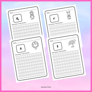 26 A-Z Lowercase Letter. Alphabet Tracing, Handwriting Practice ...
