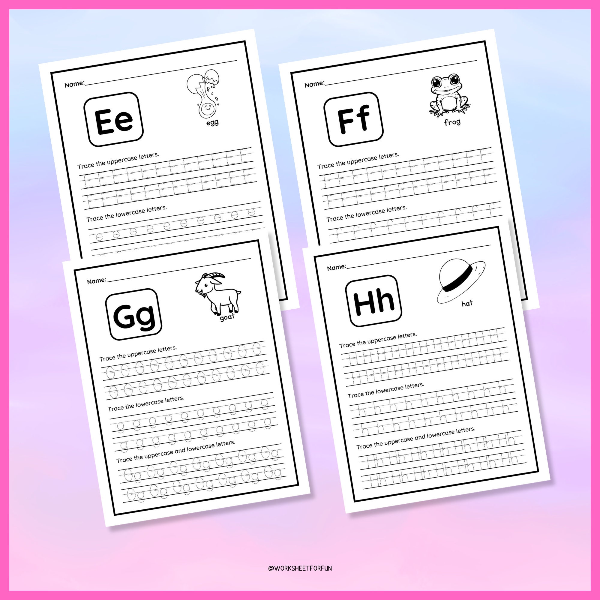 26 Uppercase - Lowercase Letter. Alphabet Tracing, Handwriting Practice ...