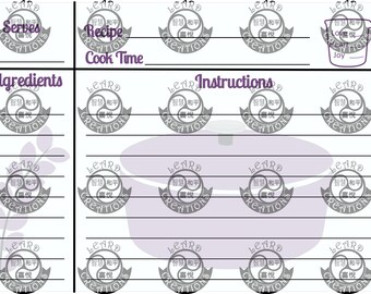 Recipe Card Printable for Handwritten Recipe Cards - Etsy