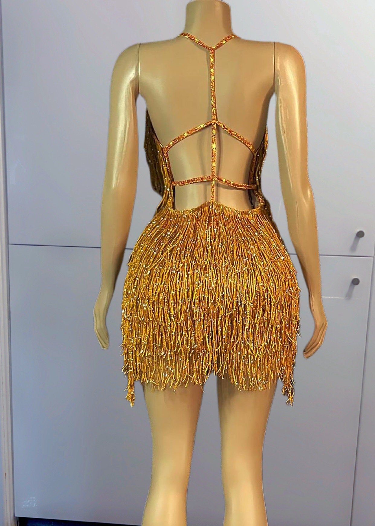 Sexy See Through Mesh Crystal Tassel Evening Gown Rhinestone Bodycon ...