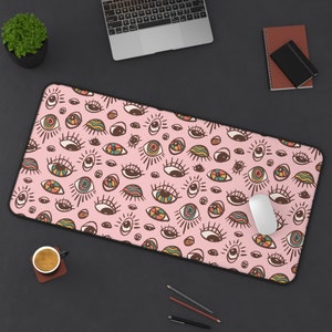 Pink Retro Mystical Eyes Aesthetic Keyboard Desk Mat - Etsy