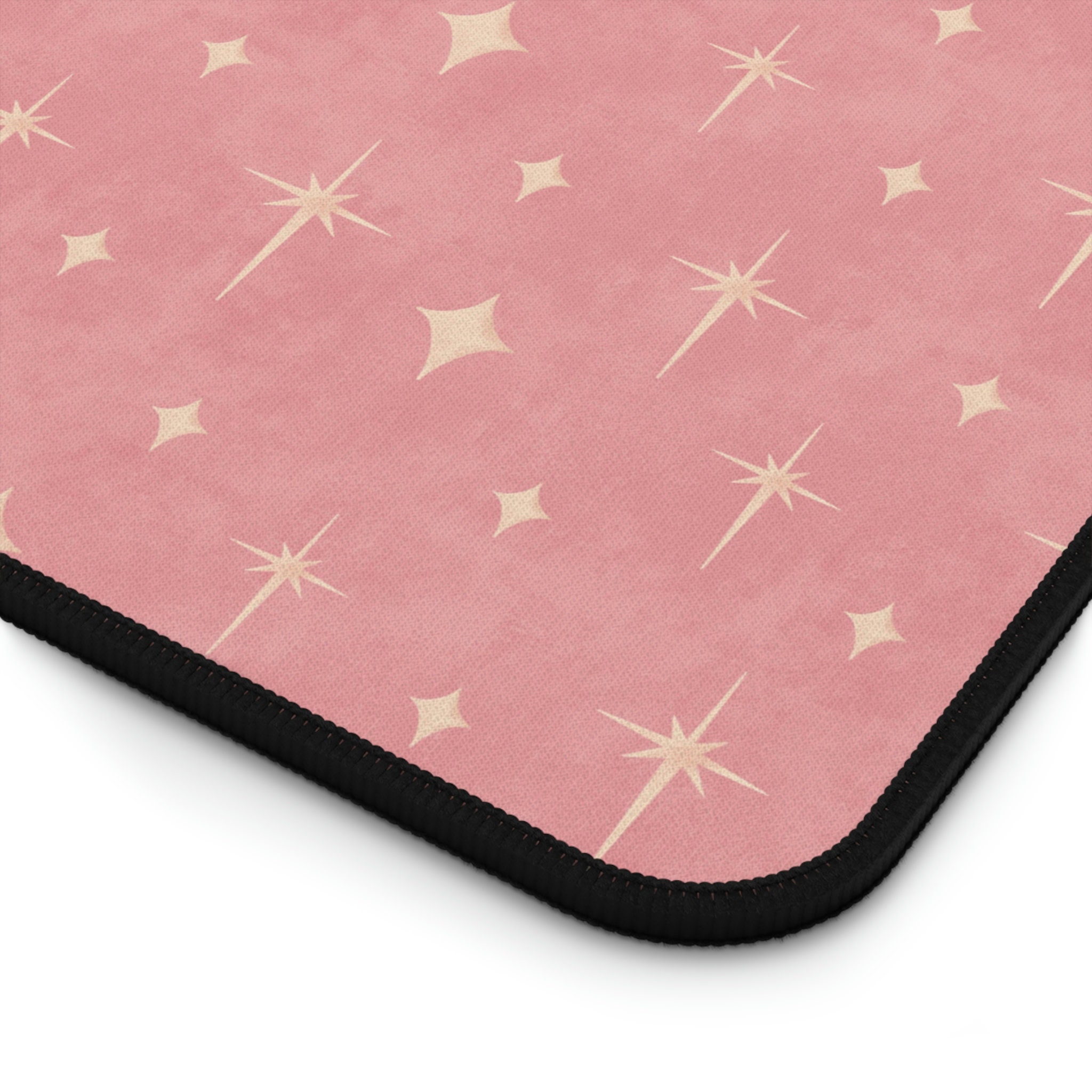 Pastel Pink Retro Celestial Stars Desk Mat, Indie Boho Aesthetic Desk ...