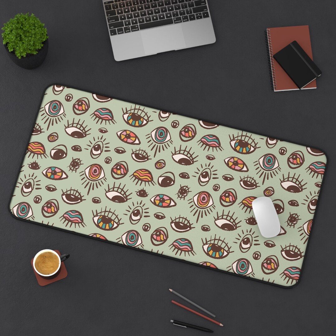 Sage Green Retro Mystical Eyes Aesthetic Desk Mat - Etsy