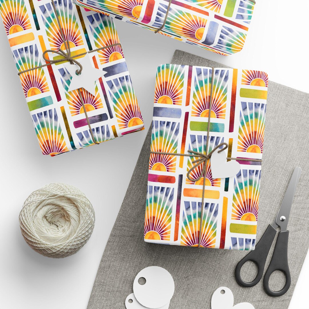 Rainbow Sunshine Wrapping Paper, Colorful Watercolor Gift Wrap for All ...
