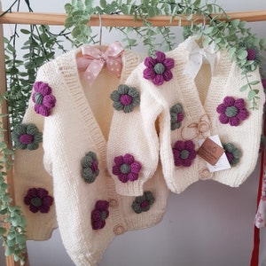 Matching Mommy and Me Wool Cardigans, Mother and Daughter Daisy ...