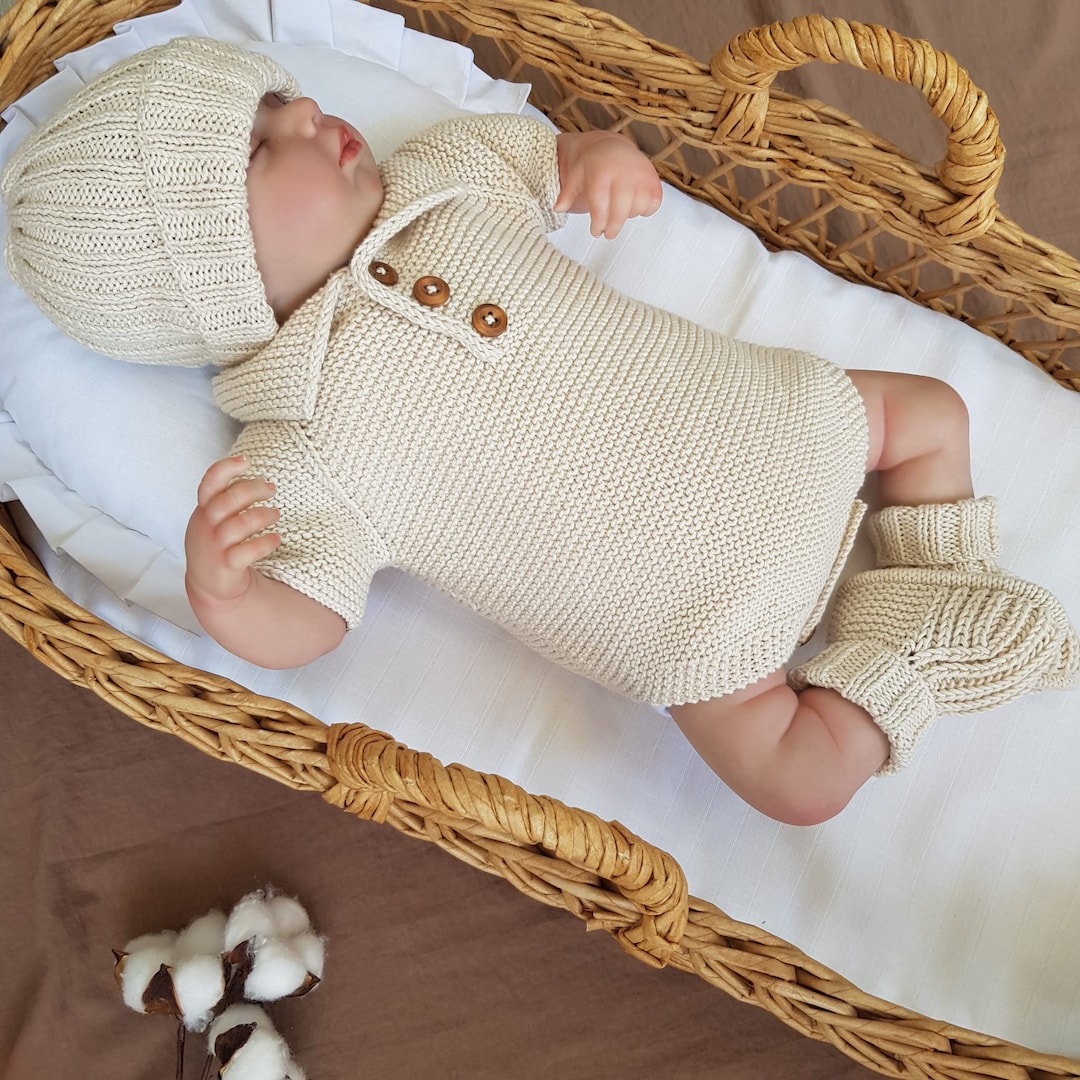 Baby Boy Knitted Rompers Set, Newborn Homecoming Dress, Newborn Baby ...