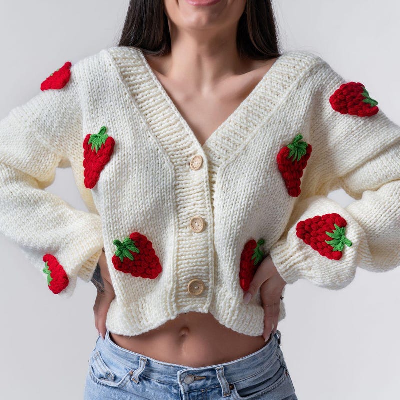 Strawberry Cardigan - Etsy