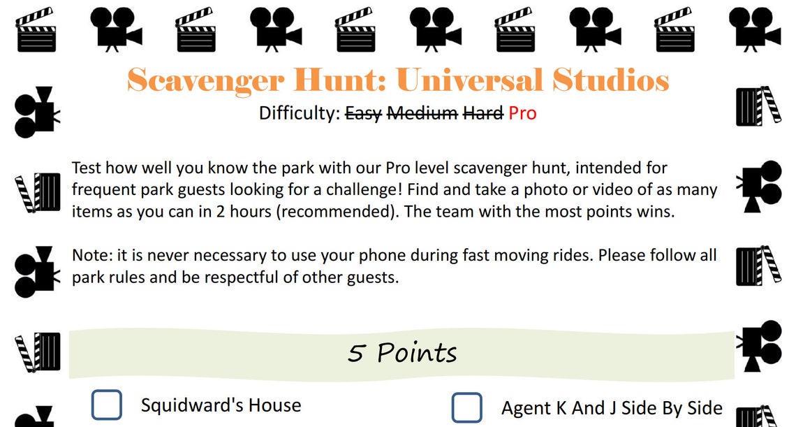 Universal Studios Scavenger Hunt 1 - Pro Difficulty - Etsy