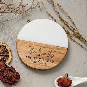 Custom Engraved Marble Wood Coasters, Personalized Gifts Coaster Set ...