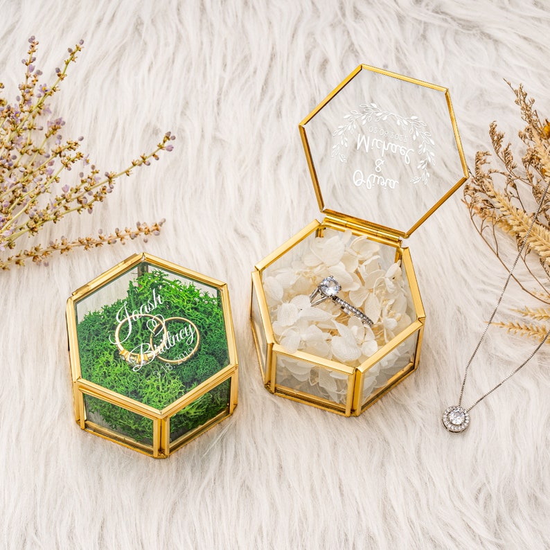 Personalized Ring Box Custom Hexagon Glass Ring Box Wedding - Etsy