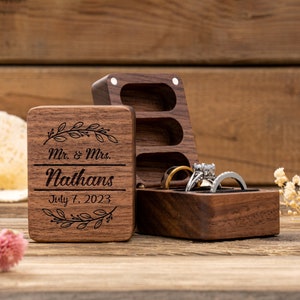 Triple Flip Wooden Ring Box, Custom Wedding Ring Box, Engagement Ring ...