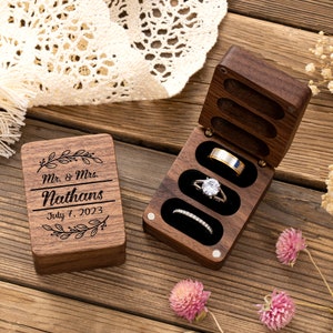 Triple Flip Wooden Ring Box, Custom Wedding Ring Box, Engagement Ring ...