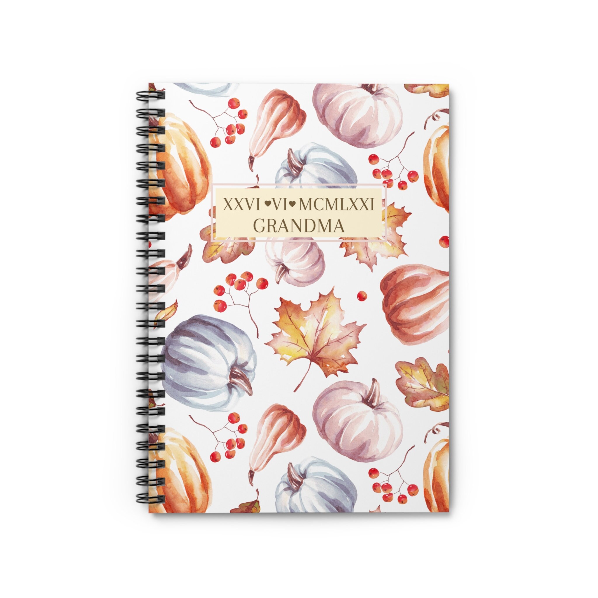 Personalized Top Spiral Notebook Custom Name Spiral Pumpkin - Etsy