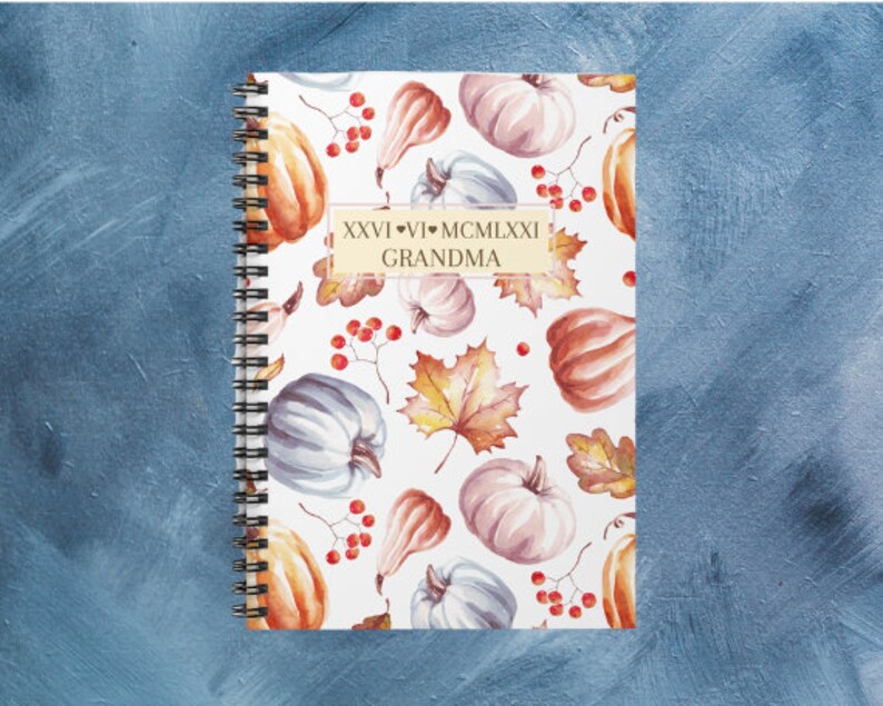 Personalized Top Spiral Notebook Custom Name Spiral Pumpkin - Etsy