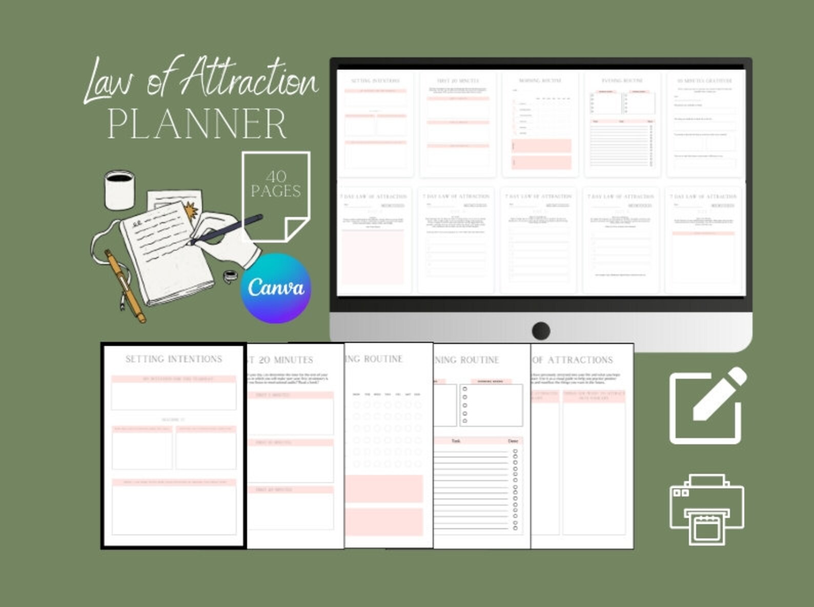 570 Pages Plr Canva Template Bundle, Spiritual Bundle,canva Plr