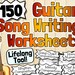 150 Guitar Song Writing Worksheets | Tests Quizzes Homework Sub-work ...