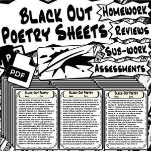 60 Black Out Poetry Worksheets Powerpoint Instructions | Etsy