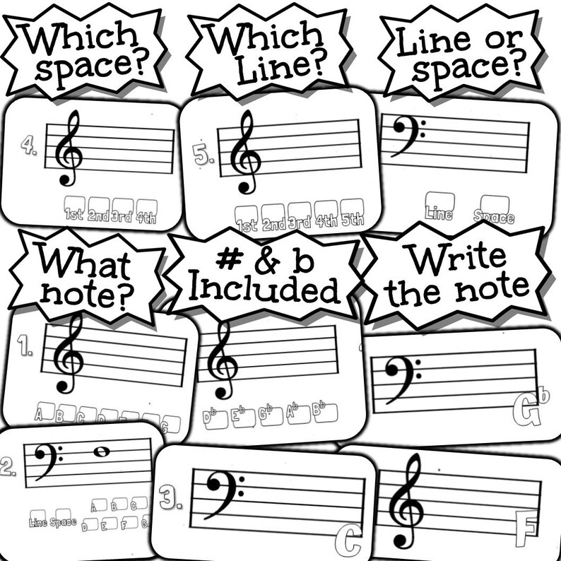 80 Treble and Bass Clef Worksheets - Tests, Quizzes Homework Classwork ...
