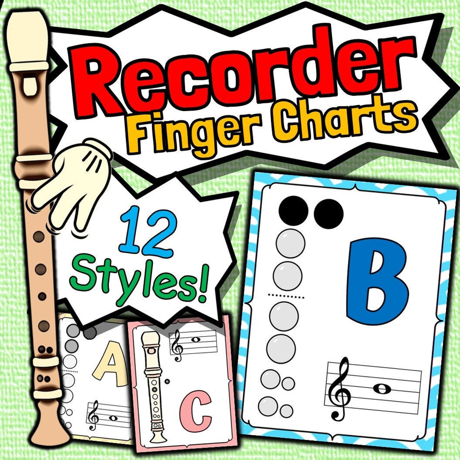 Recorder Fingering Chart Posters - Etsy