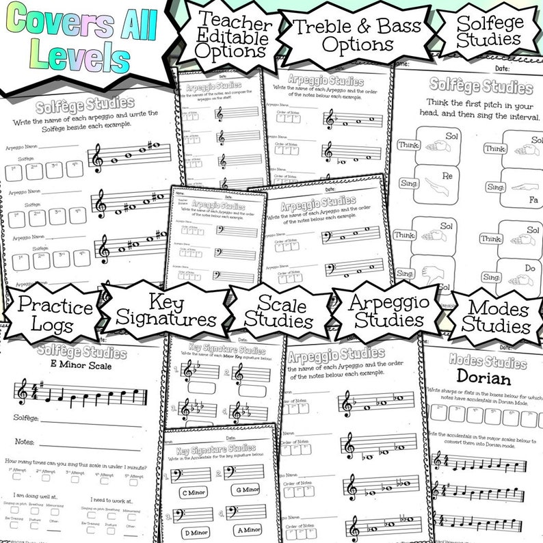 600 Choir Worksheets | Vocals Exercises for Chorus - Etsy