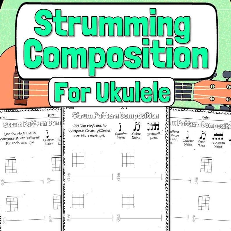 Ukulele Strumming and Rhythm Composition Worksheets - Etsy