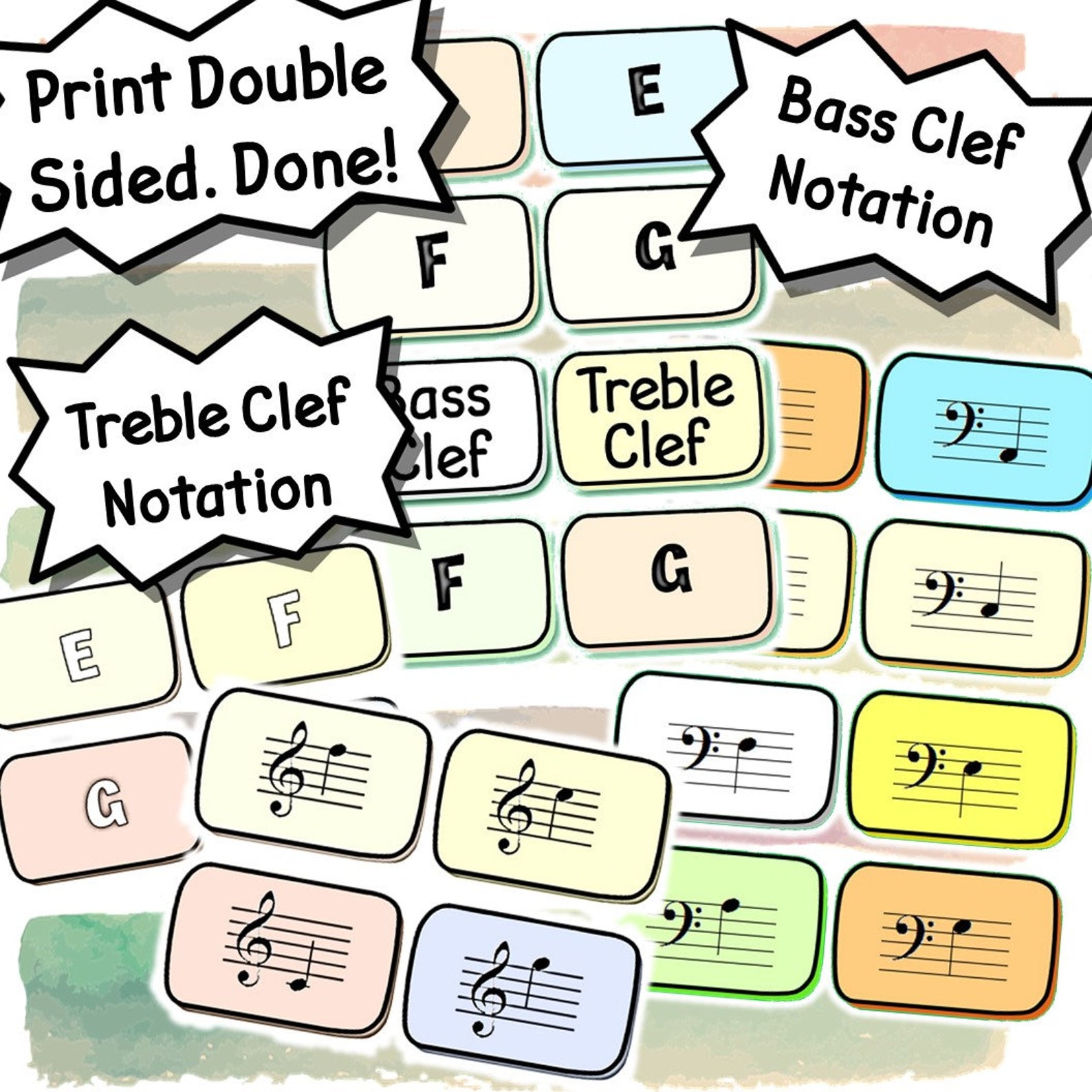 Piano Flash Cards - Etsy