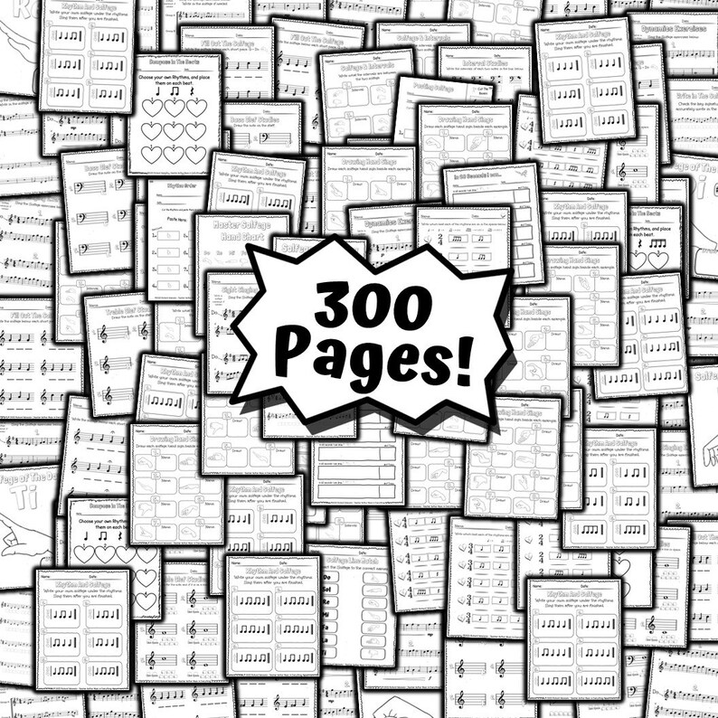 300 Solfege Worksheets - Tests Quizzes Homework Classwork Sub-work ...