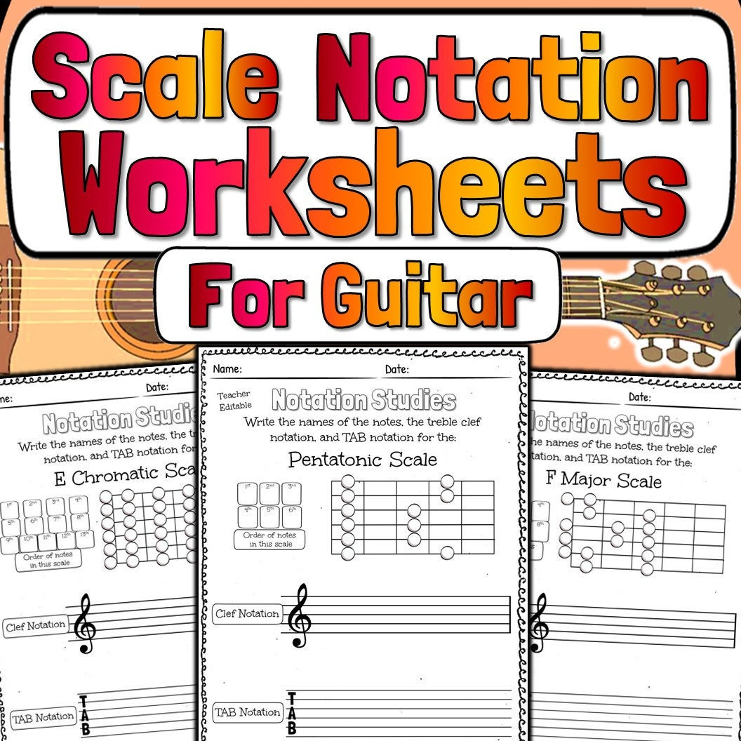 Guitar Scale Notation Worksheets - Etsy