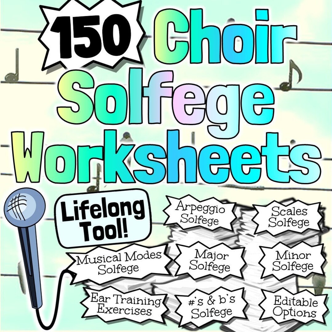150 Choir Solfege Worksheets | Vocals Exercises for Chorus - Etsy