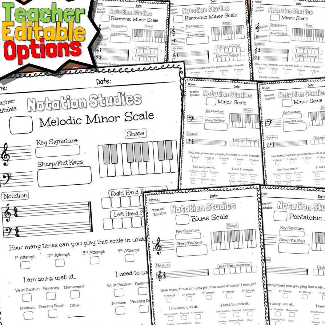 Piano Scale Practice Logs Worksheets - Etsy