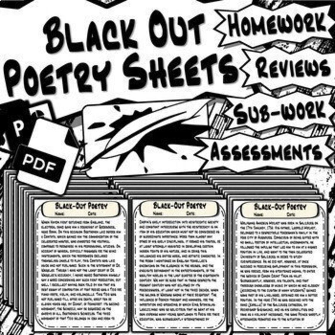60 Black Out Poetry Worksheets Powerpoint Instructions | Etsy