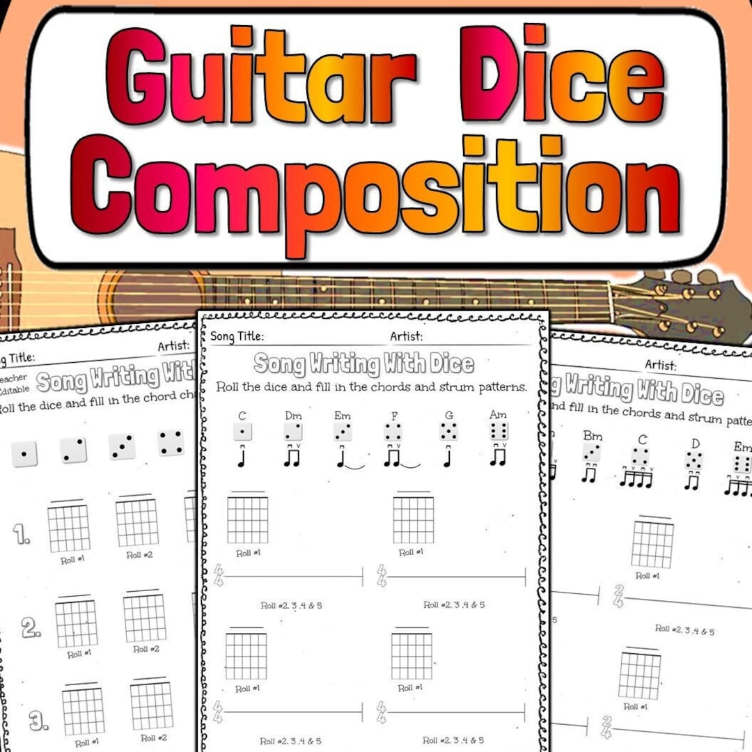 Guitar Chord Progression Dice Composition Worksheets - Etsy