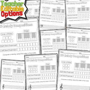 Piano Melody Composition Worksheets - Etsy