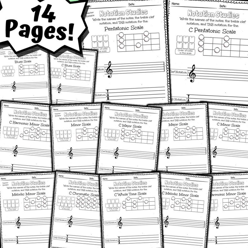 Ukulele Scale Notation Worksheets - Etsy