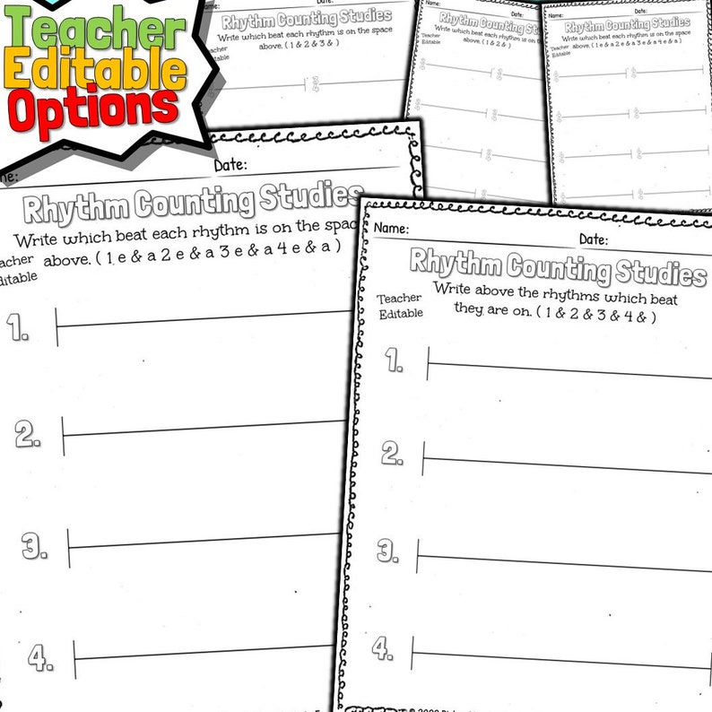 Rhythm Counting Mastery Worksheets - Etsy