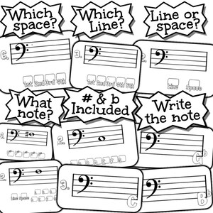 40 Bass Clef Worksheets - Tests Quizzes Homework Sub-work & More! - Etsy