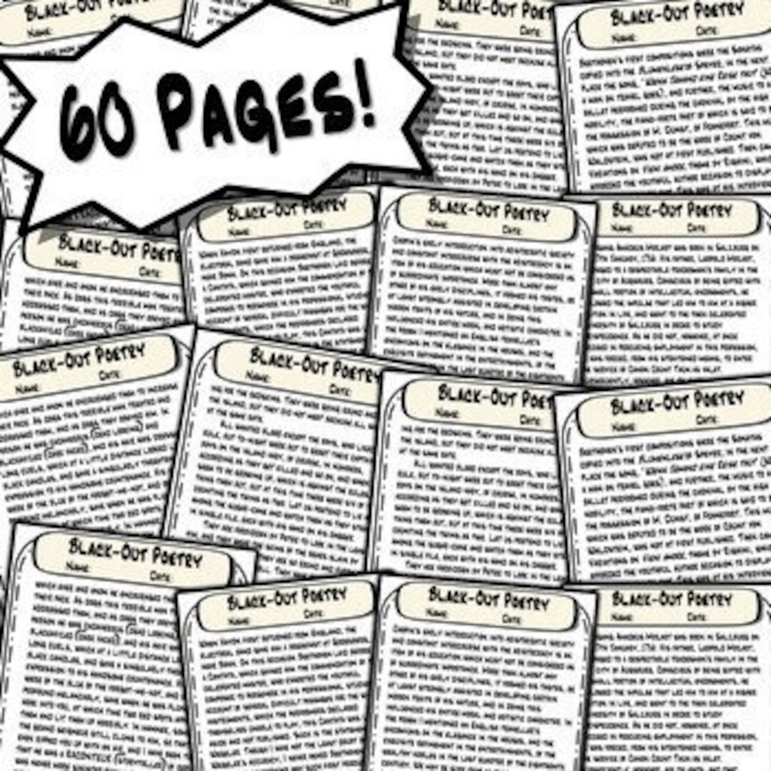 60 Black Out Poetry Worksheets Powerpoint Instructions | Etsy