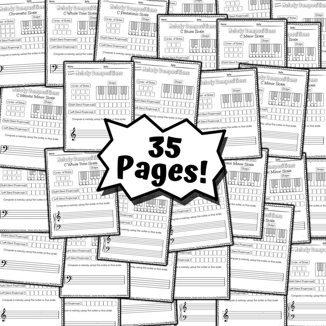 Piano Melody Composition Worksheets - Etsy