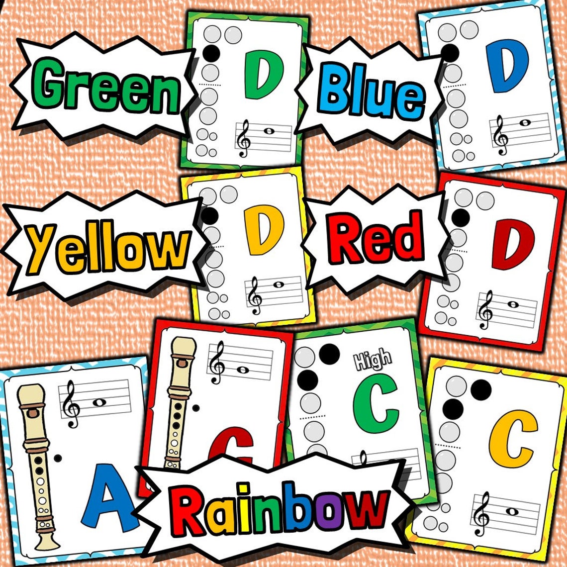 Recorder Fingering Chart Posters - Etsy