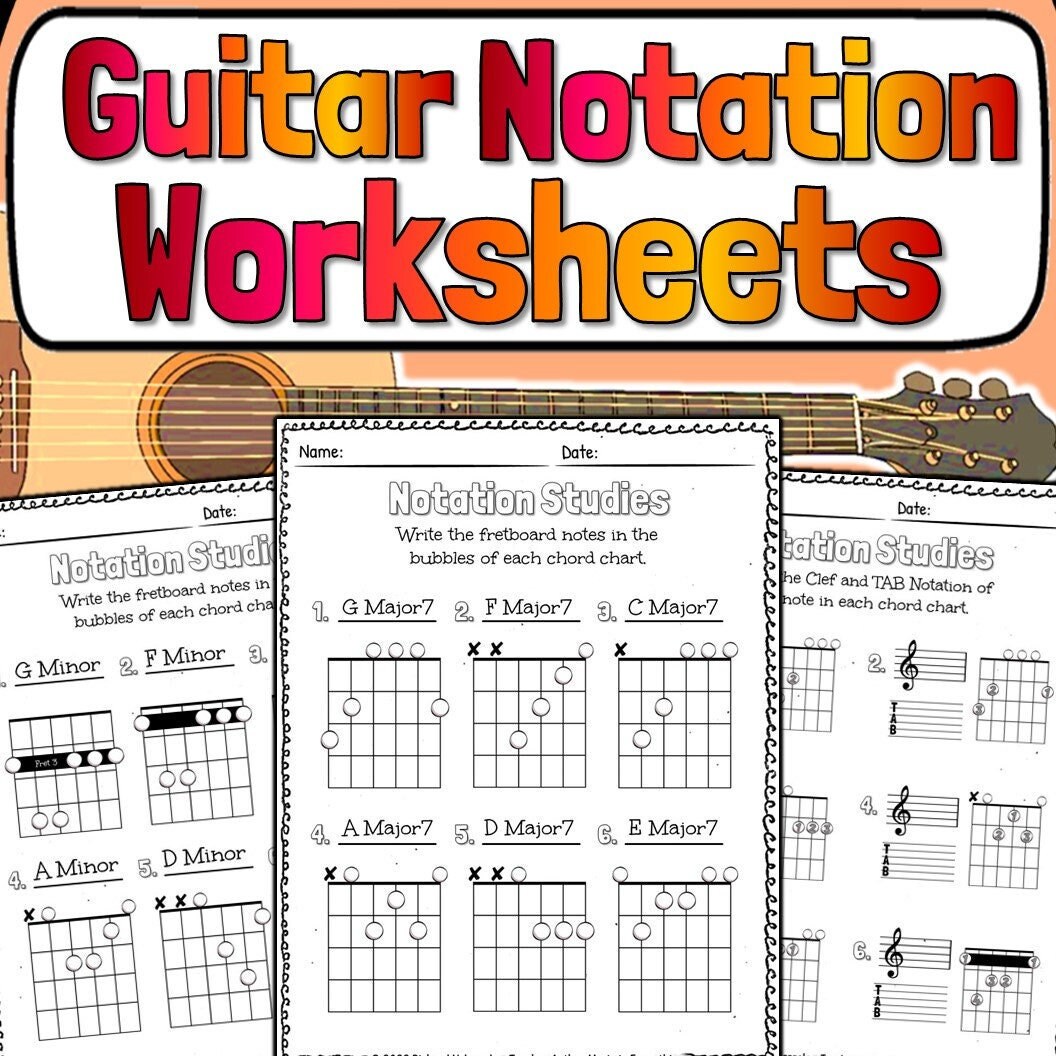 Guitar Notation Worksheets - Etsy
