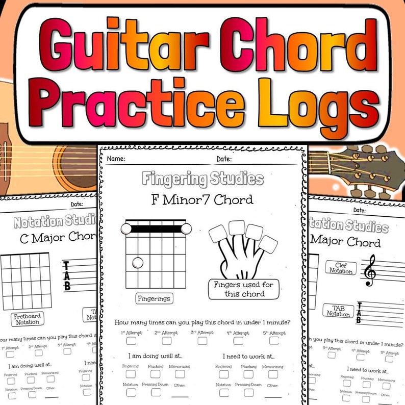 Guitar Chord Practice Logs Worksheets - Etsy